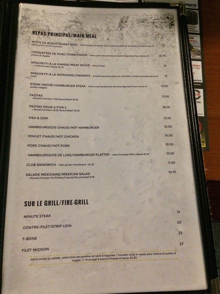 Menu at J & A Bowers Restaurant, Canada