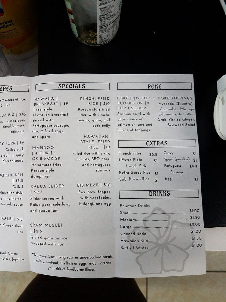Menu at Ohana Kitchen restaurant, Burien