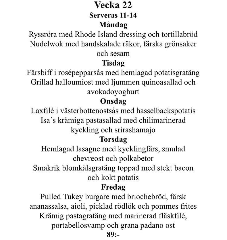 Menu at Restaurang Kitchen cafe, Skellefteå