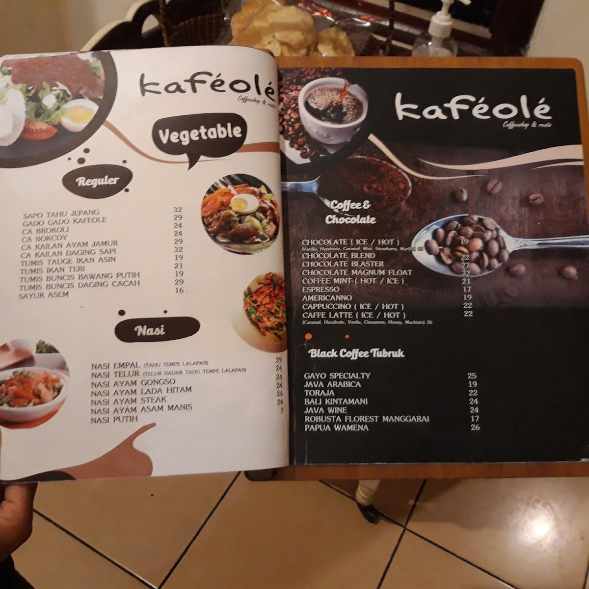 Menu at Kafeole cafe, Salatiga