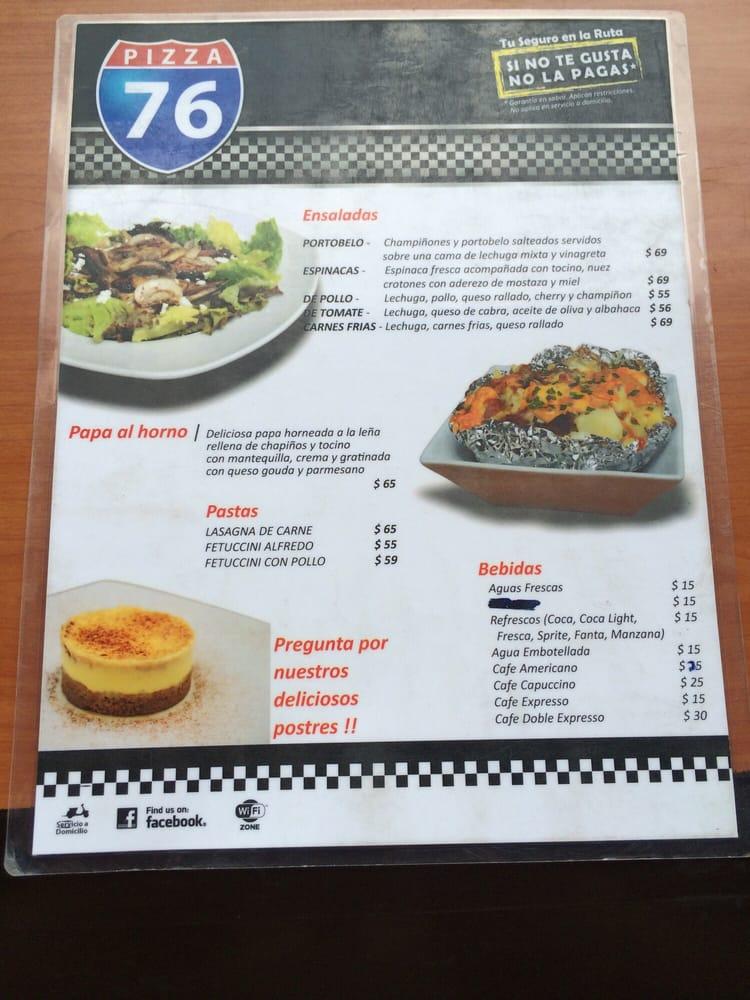 Menu at PIZZA 76 pizzeria, Guadalajara, Av. Manuel Acuña 2459