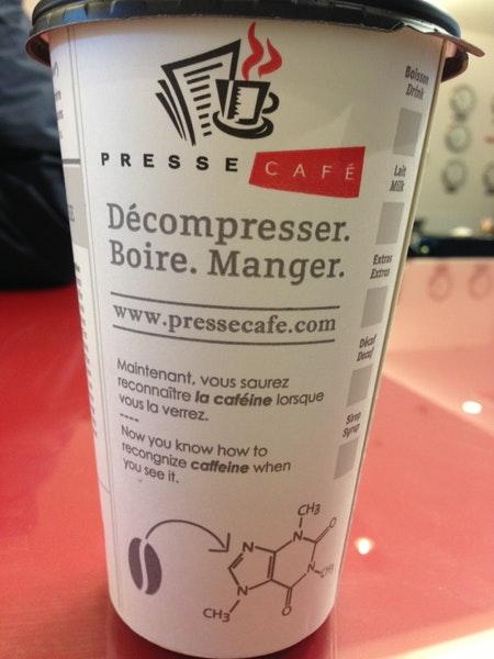Menu at Presse Café, Montreal, Rue Berri