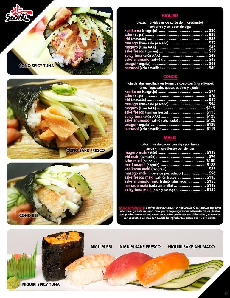 Carta de Sushi Bar & Delivery, Mexicali, Calzada Cetys 1385 Centro ...
