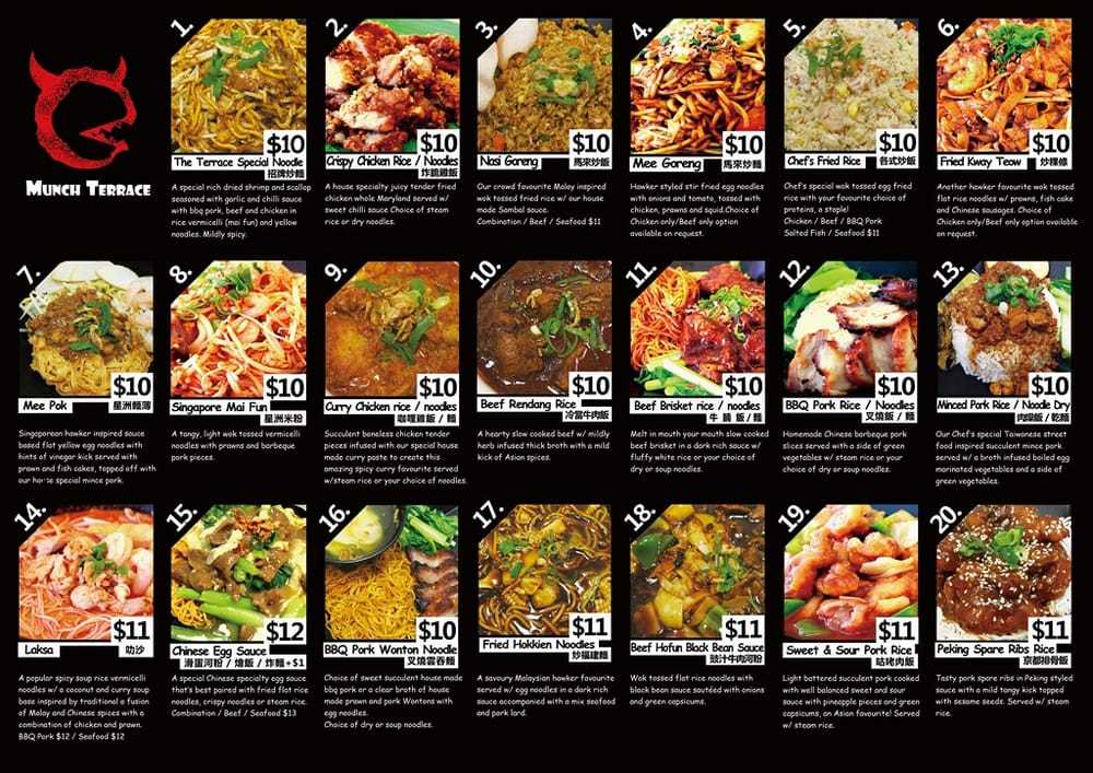 Menu at Munch Terrace restaurant, East Perth, 6/230 Hay St
