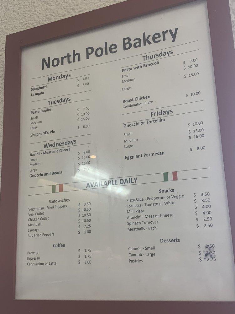 Menu at North Pole Bakery, Toronto