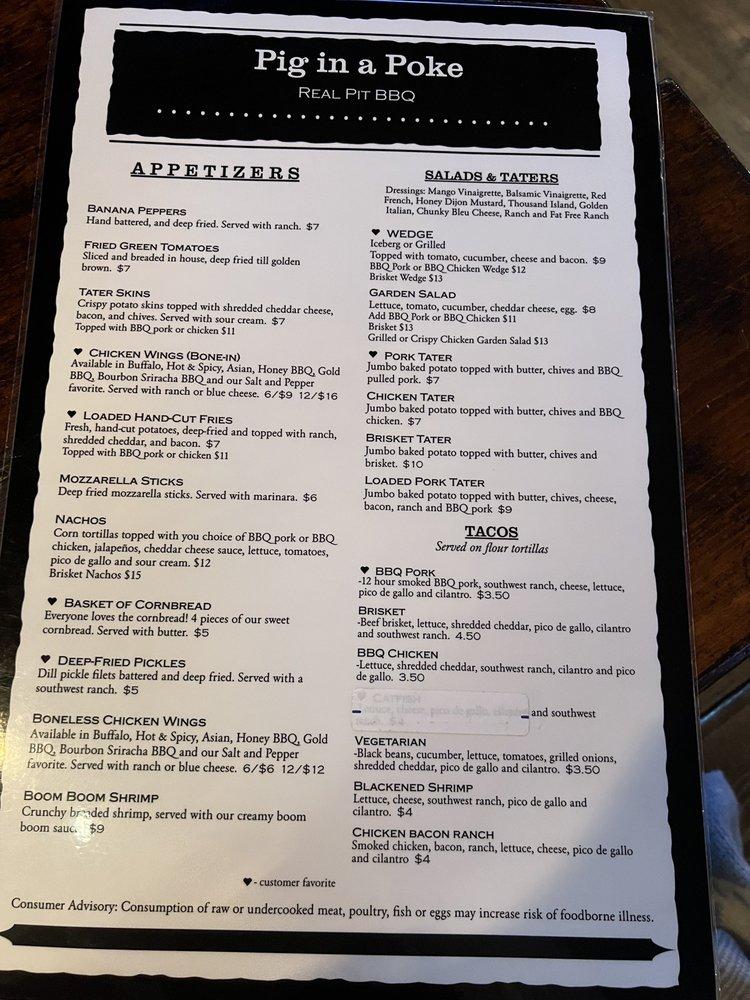 Menu At Pig In A Poke Pikeville Bbq Pikeville