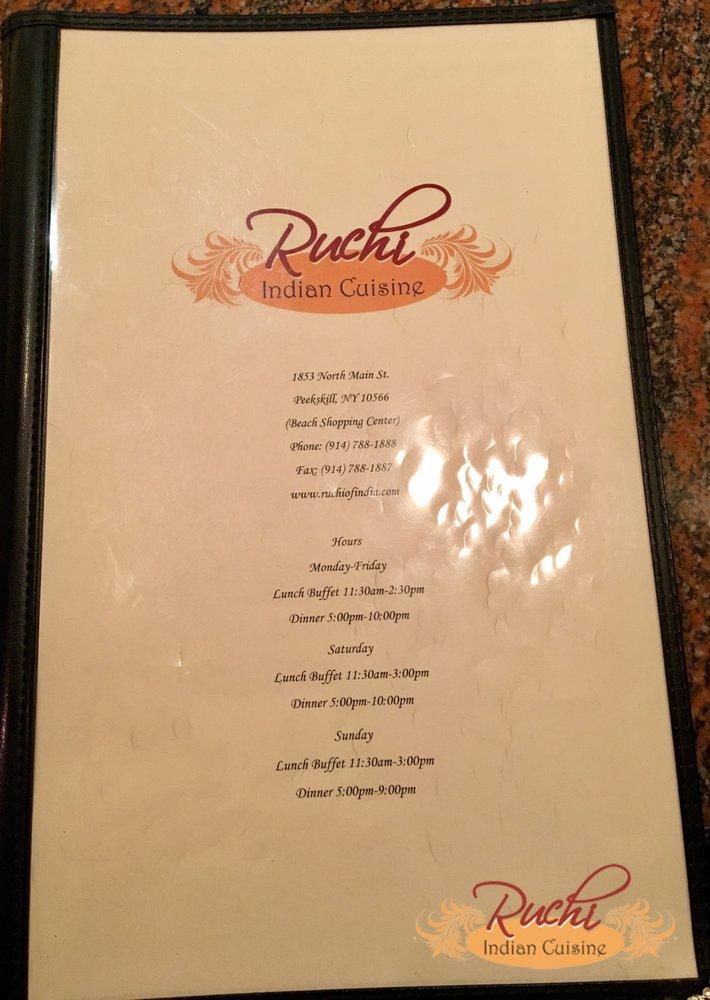 Menu at Ruchi of India restaurant, Peekskill