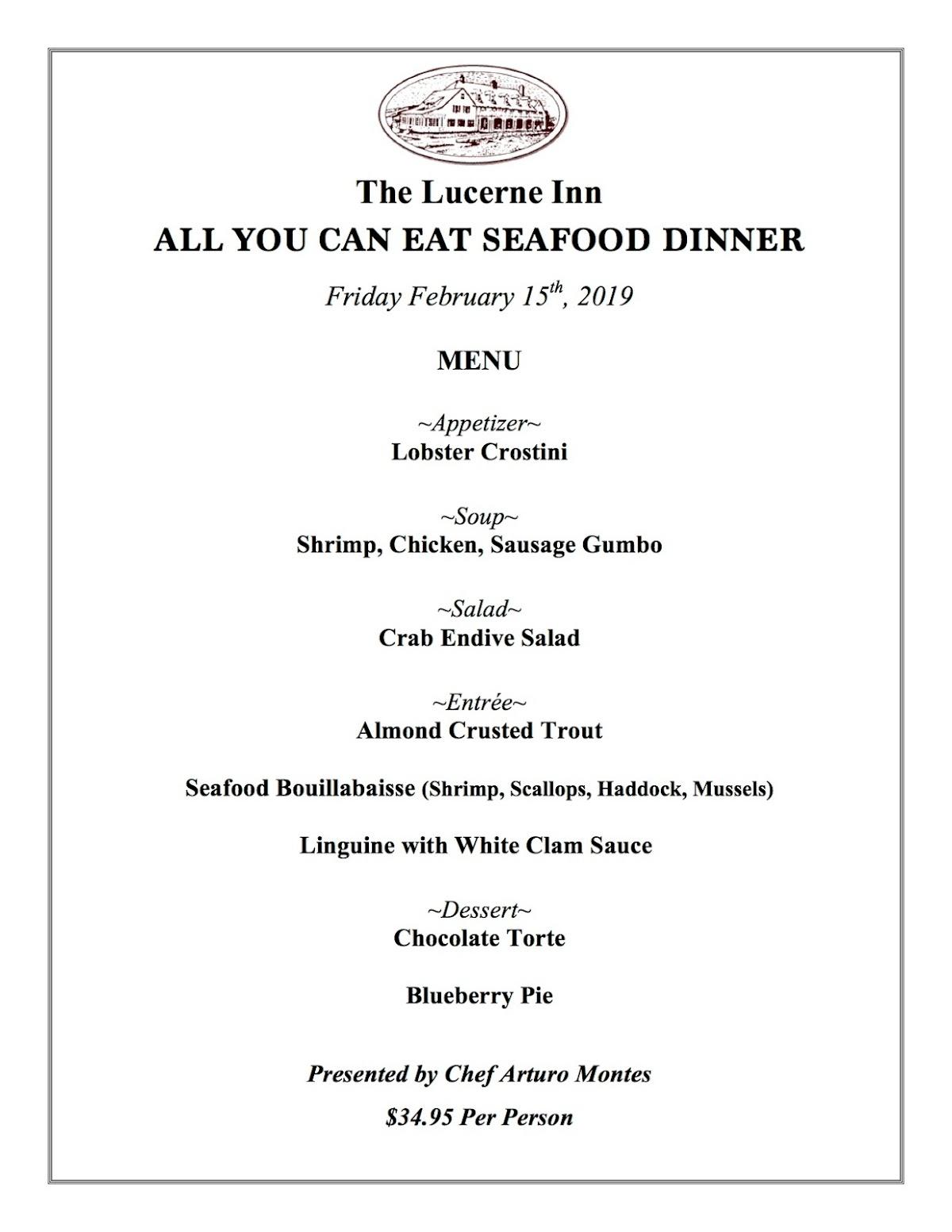 Menu at The Lucerne Inn pub & bar, Dedham