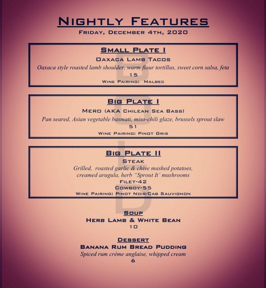 Menu at Bold restaurant, Kalamazoo
