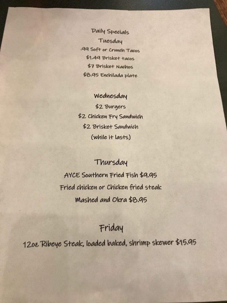 Menu at Circa 1880 Restaurant & Co., Baird