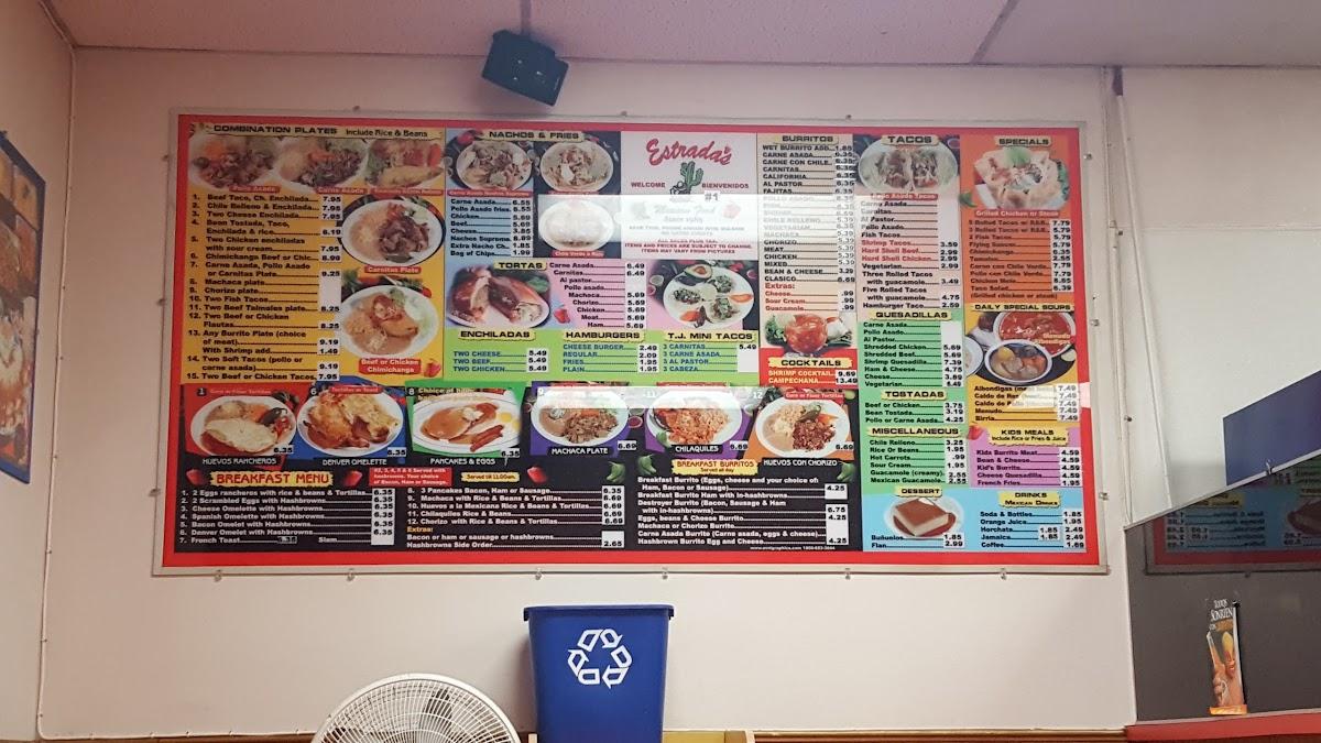 Menu at Estrada's Mexican Food restaurant, Santee, Magnolia Ave #107
