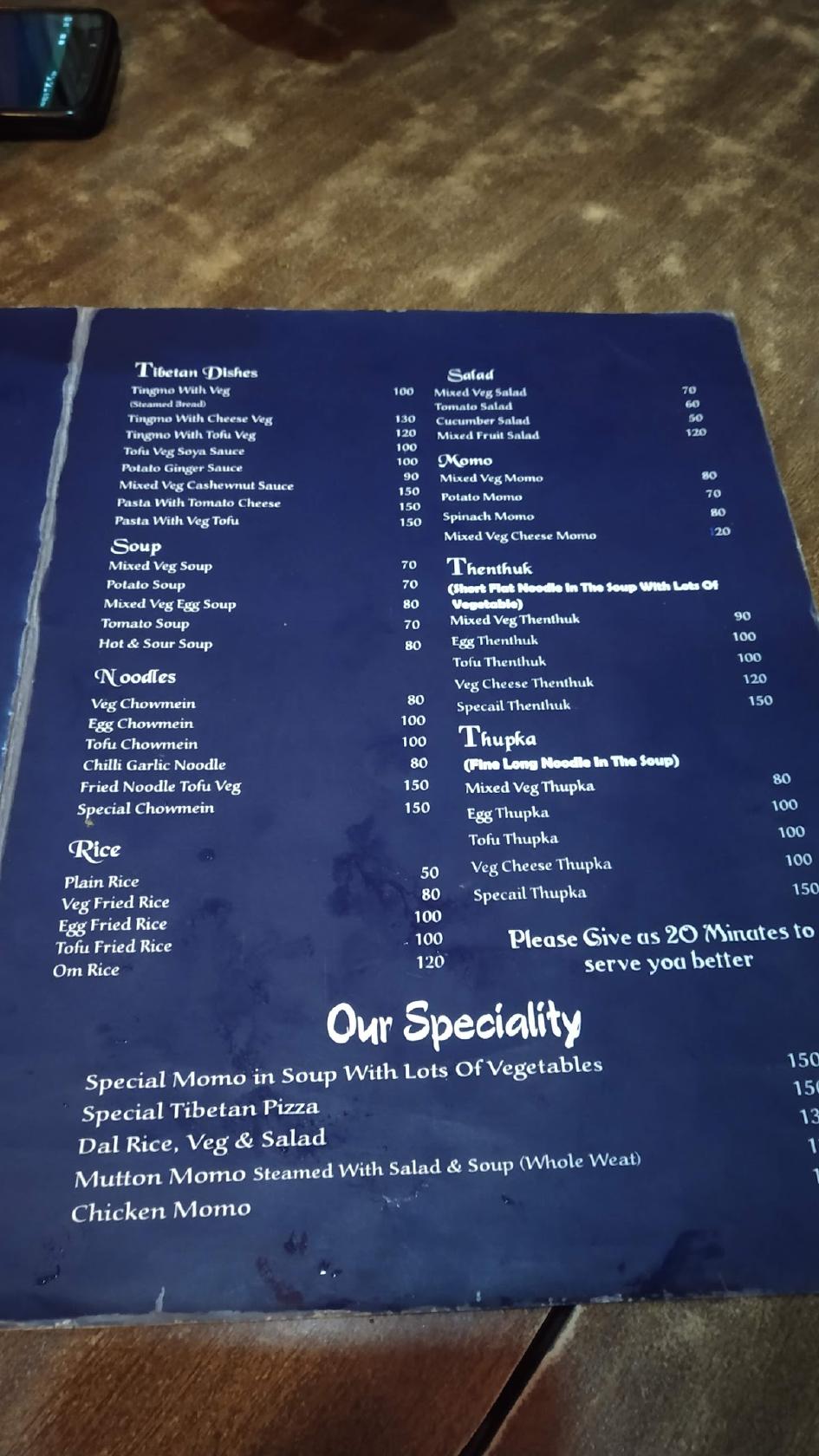 Menu at JJI Exile Brothers Moms Kitchen, Dharamshala