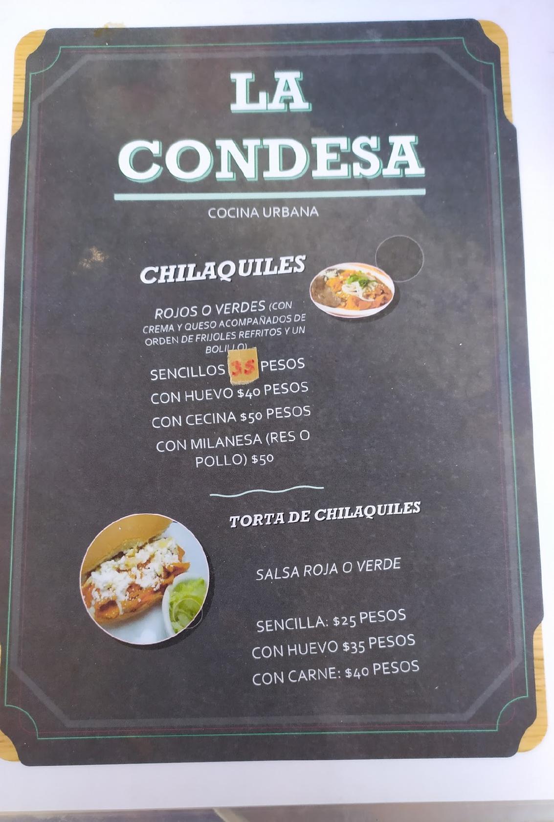 Menu at La Condesa Food Truck Chilaquiles restaurant, Santiago de Querétaro