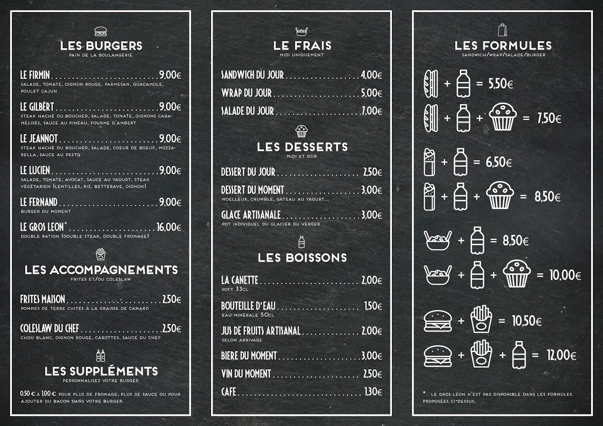 Menu at Le Truck à Pierrot restaurant, Cognac, Quai de la Salle Verte
