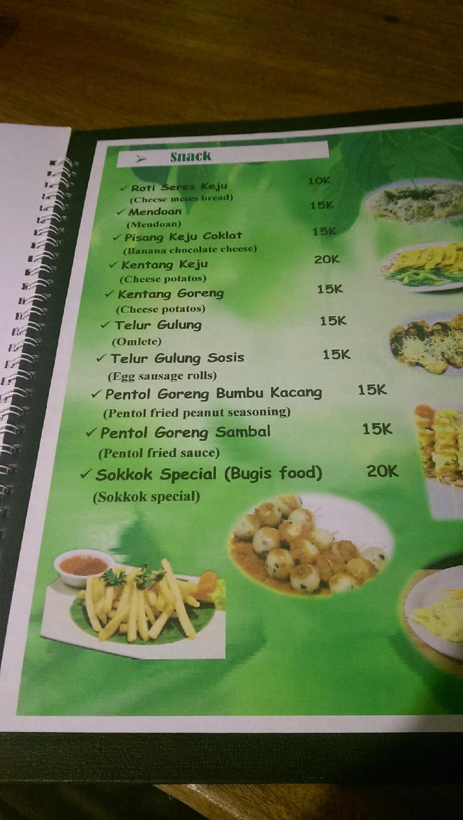 Carta del café Planet Caffee & Resto, Karimunjawa