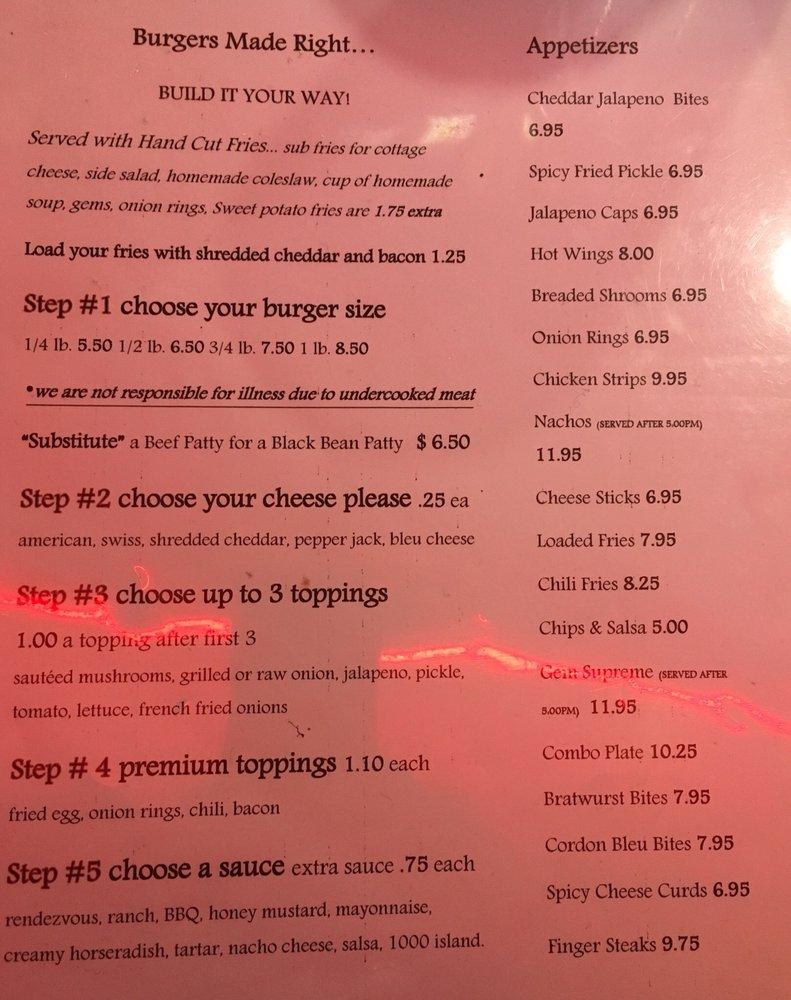 Menu at Rendezvous Casino pub & bar, Billings