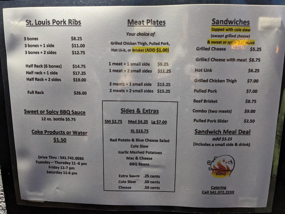 Menu at Vinnies Smokin BBQ Food Truck, Springfield