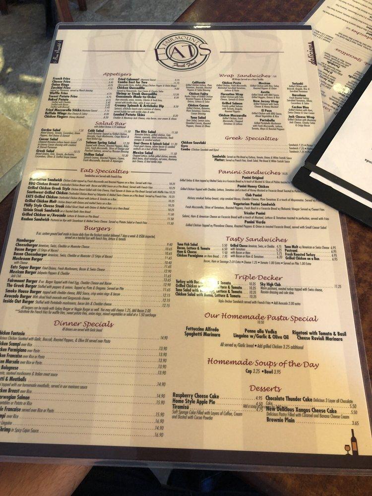 Menu at Fairmount Eats restaurant, Hackensack