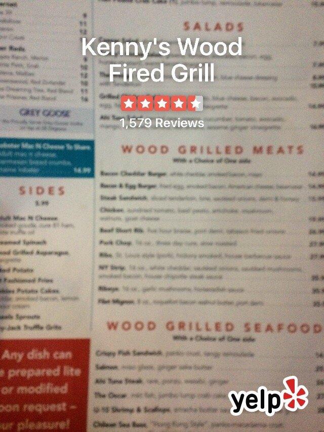 Menu at Kenny's Wood Fired Grill pub & bar, Dallas