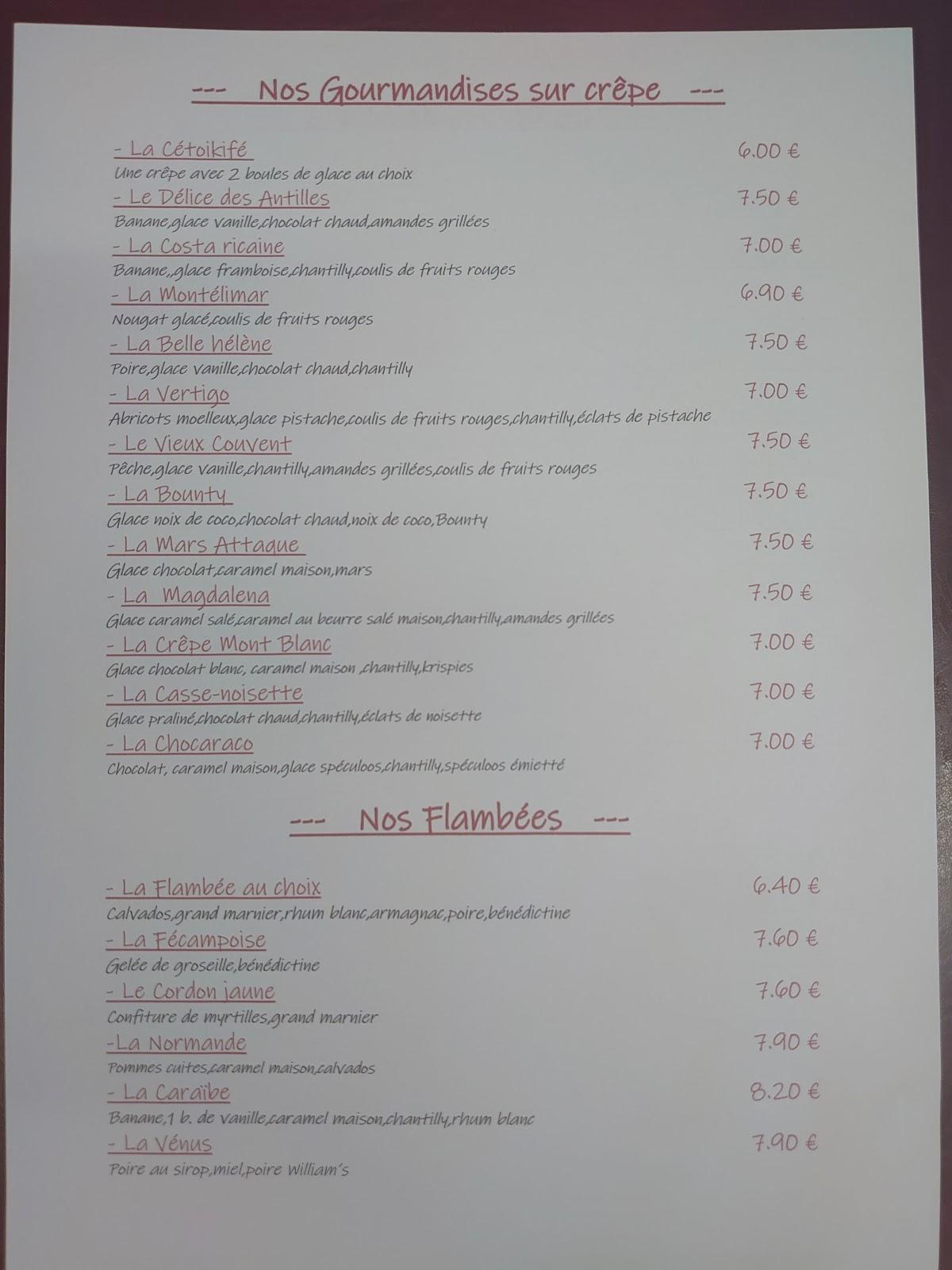 Menu at La Crêpe Rit Chez Titus restaurant, Brionne