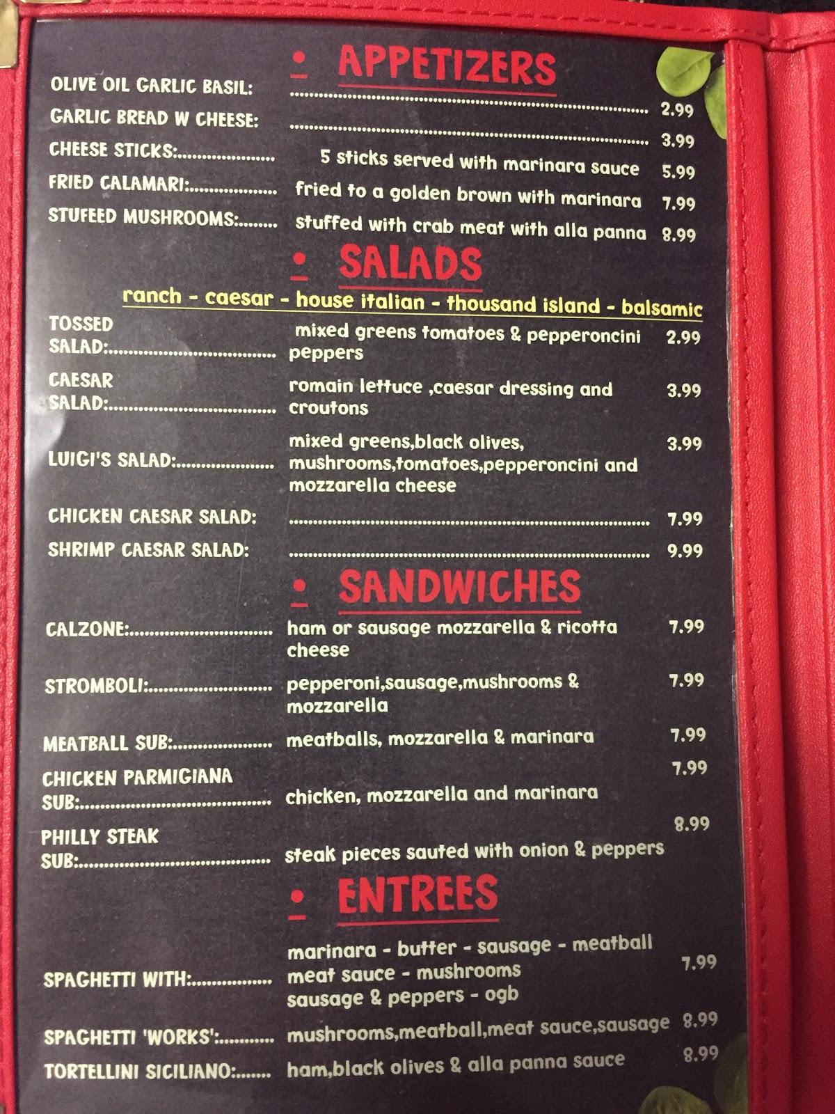 Menu at Luigi’s Italian Restaurant, Angleton