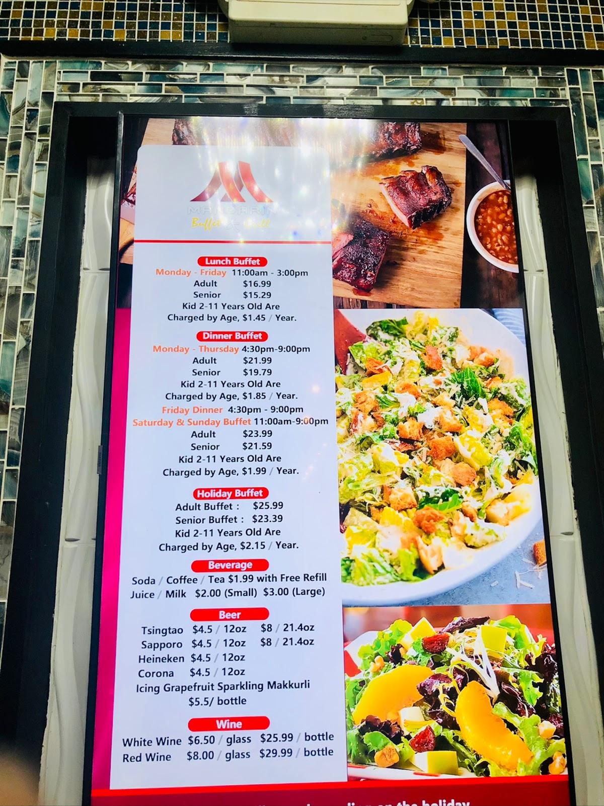 Menu at Mandarin Buffet & Grill pub & bar, Redmond