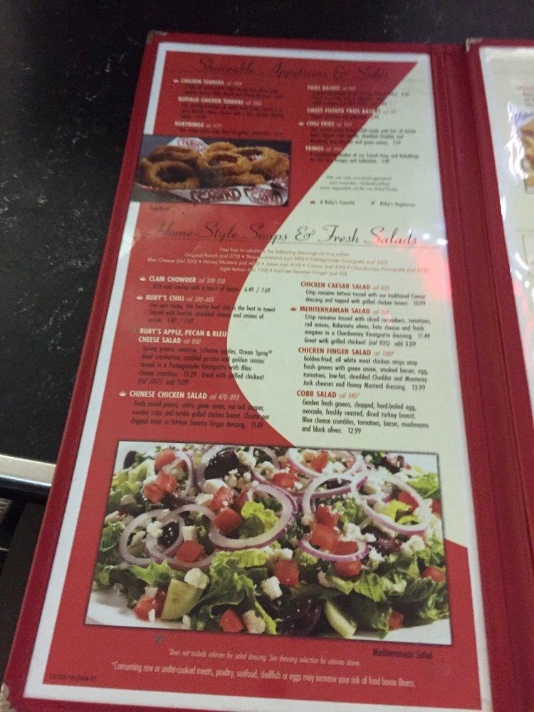 Menu at Ruby's Diner restaurant, Santa Ana, 18601 Airport Way