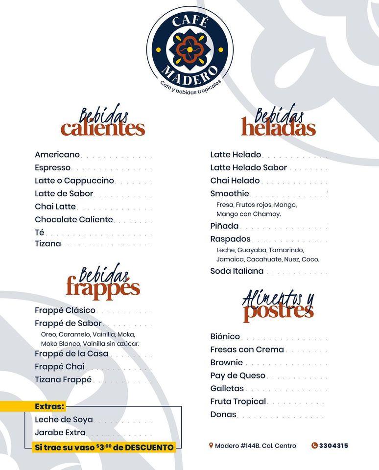 Carta de Café Madero, Colima
