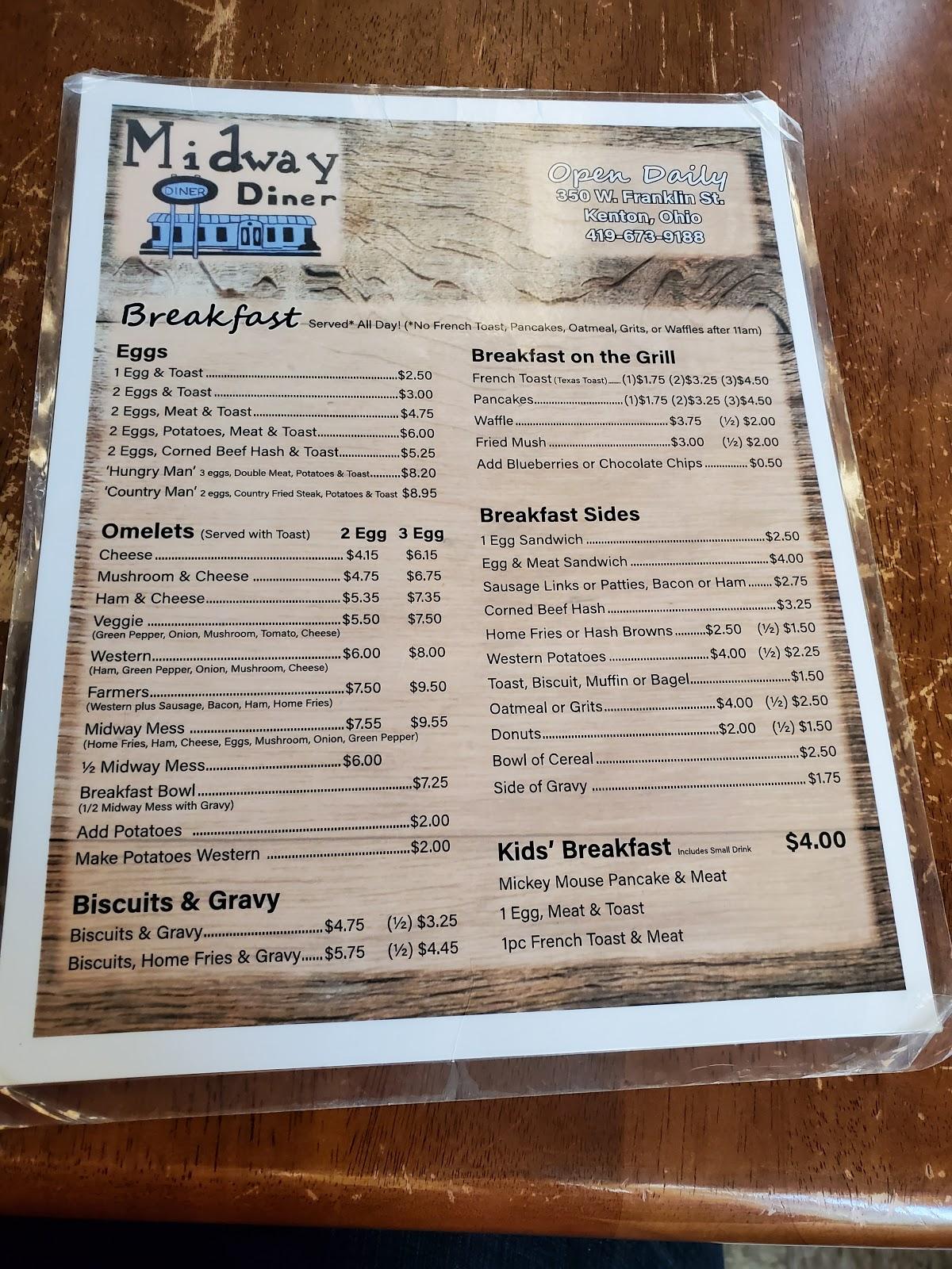 Menu at Midway Restaurant, Kenton