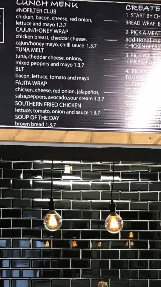 Menu at #Nofilter Cafe, Dublin