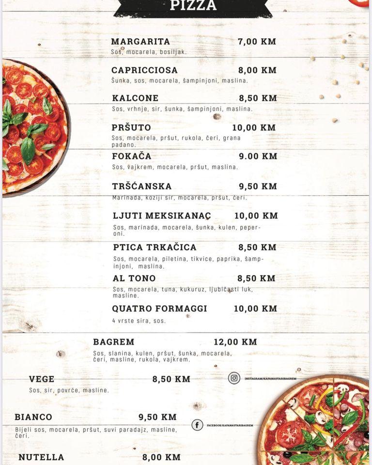 Menu at Stari bagrem restaurant, Kozarska Dubica