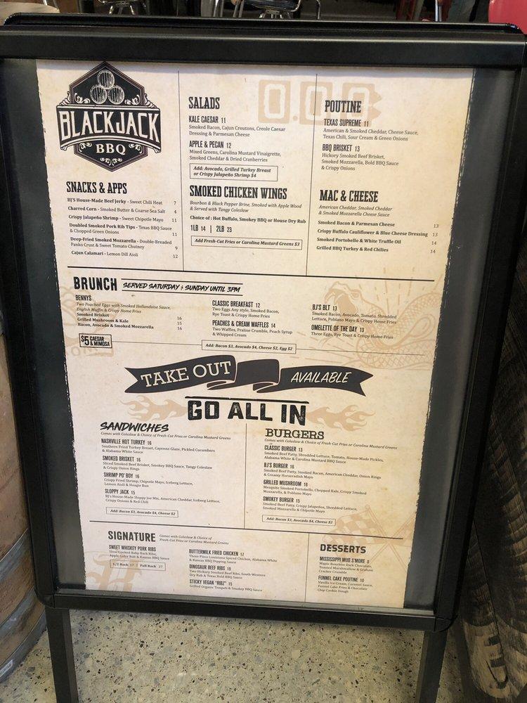 Menu at Blackjack BBQ, Mississauga