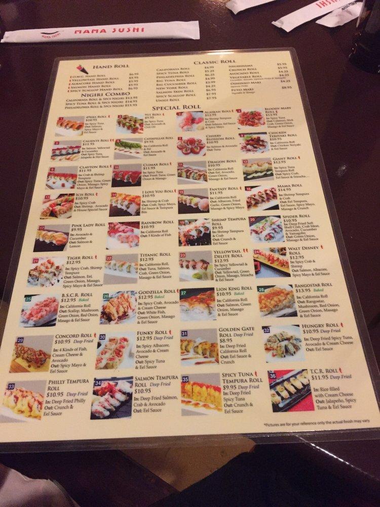 Menu at Mama Sushi & Bowl restaurant, Concord