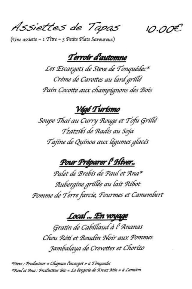 Menu at DIGOR KALON restaurant, Perros-Guirec