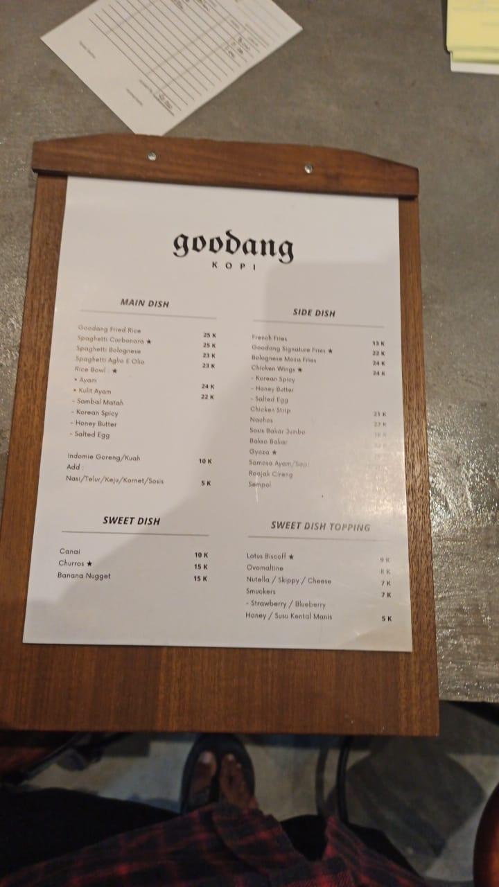 Menu at Goodang Kopi, Denpasar