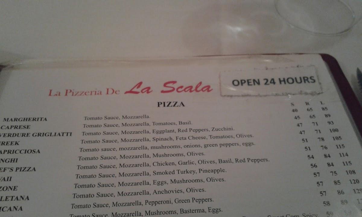 Menu au La Scala restaurant, Sheikh Zayed City, Arkan Plaza