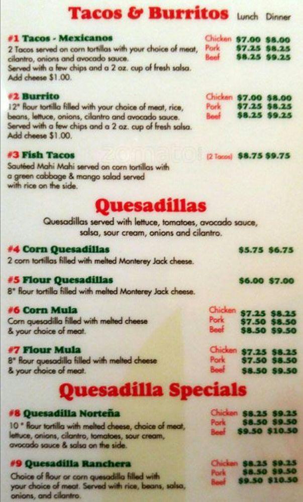Menu at Pepe Delgados restaurant, Norman