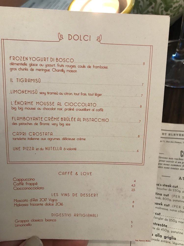 Menu at Pink Mamma BBQ, Paris