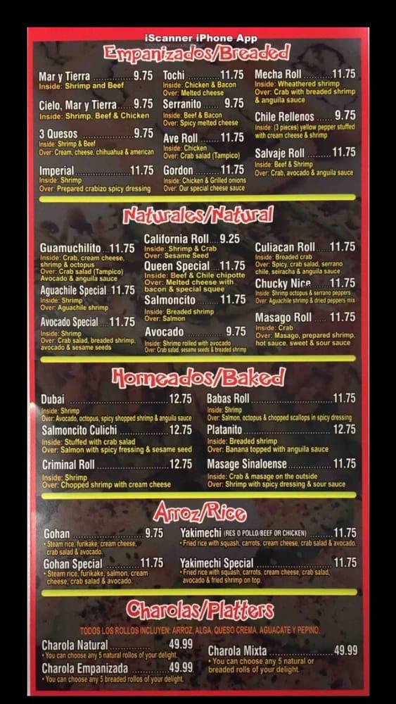 Menu at Queen Taco & Sushi restaurant, South Gate