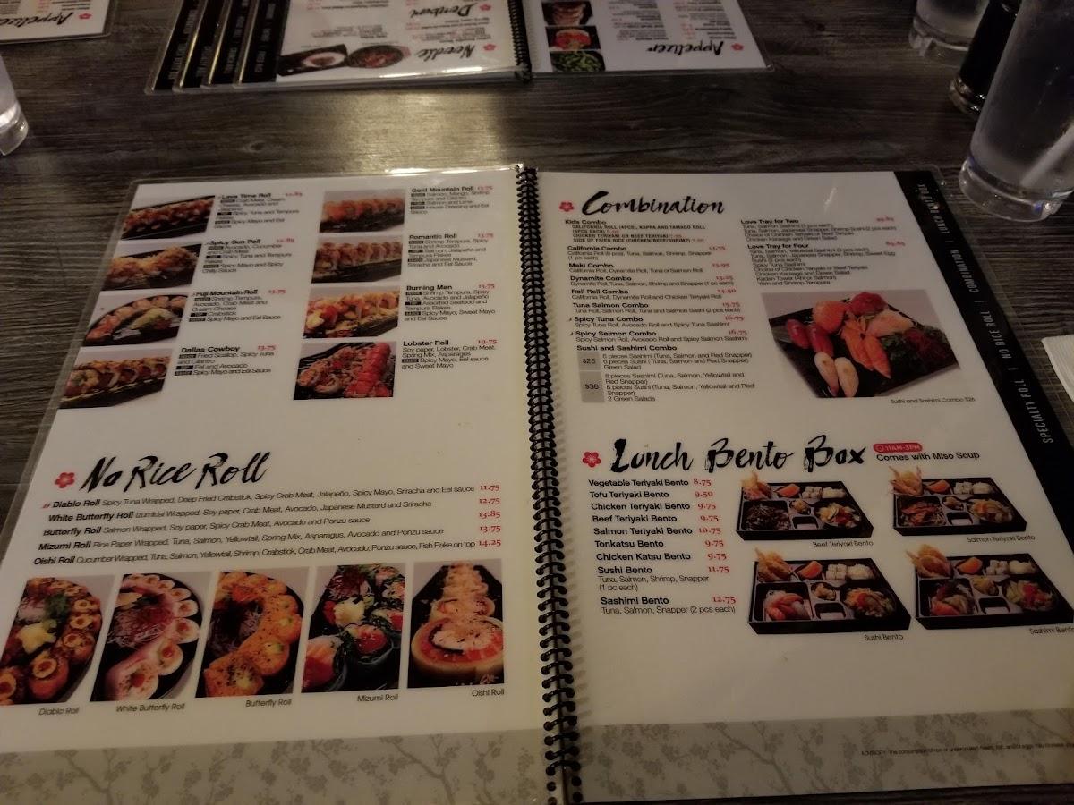 Menu at Sushi Kadan restaurant, Carrollton