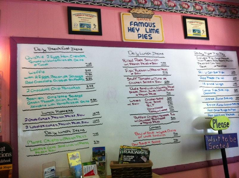 Menu at The Hideout Restaurant, Key Largo, 47 Shoreland Dr