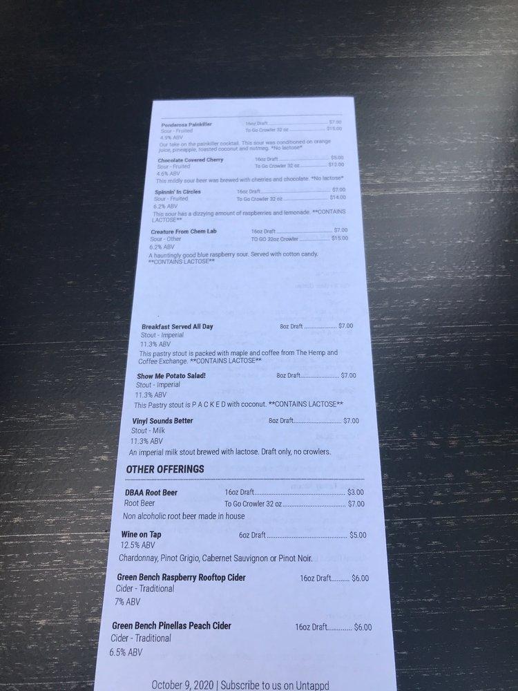 Menu at Double Branch Artisanal Ales, Wesley Chapel South