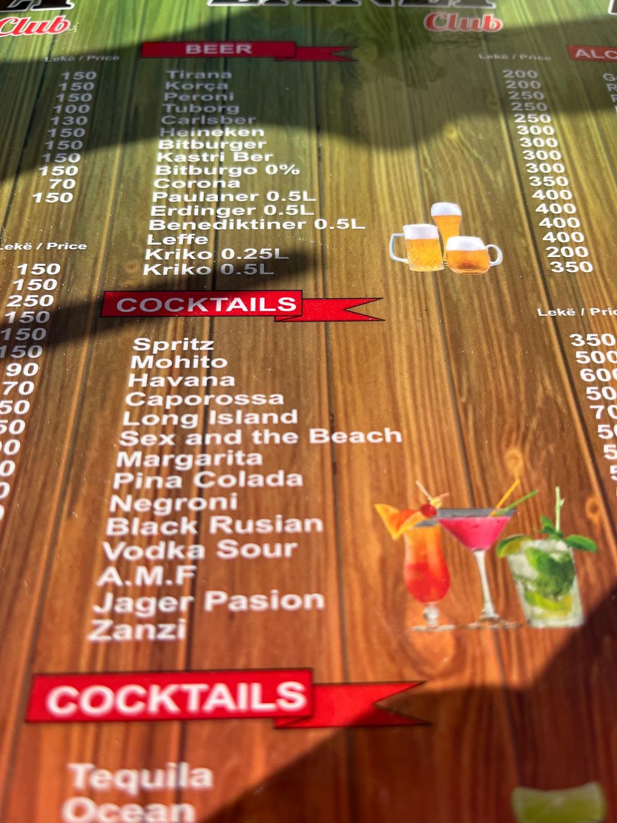 Menu at Bar Restorant Zanzi, Durrës