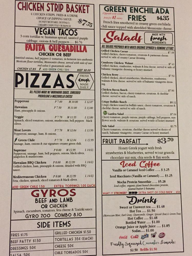 Menu at Borderland Cafe, Columbus