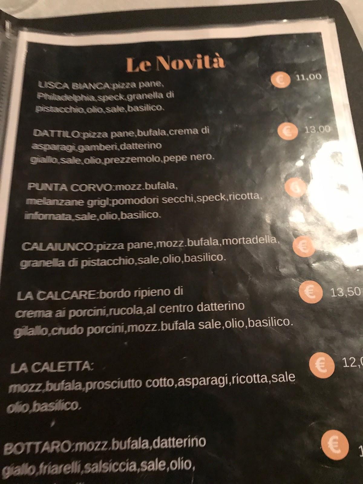 Menu at Pizzeria Roda, Panarea