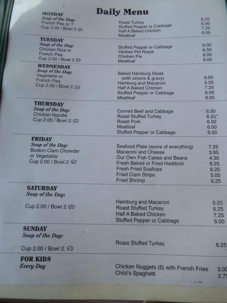 Menu at Al's Diner restaurant, Chicopee