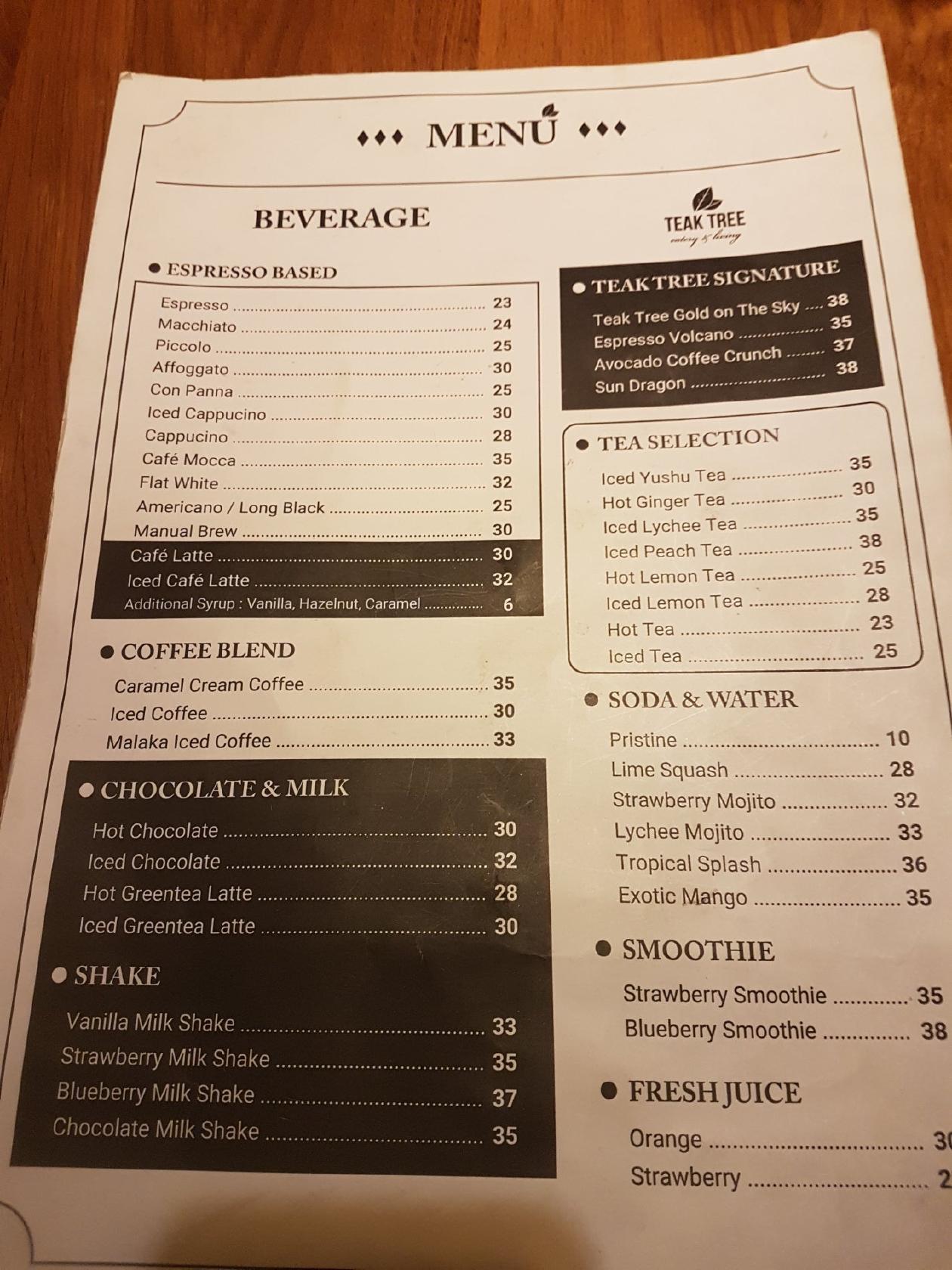 Menu at Teak Tree Eatery & Living restaurant, Salatiga