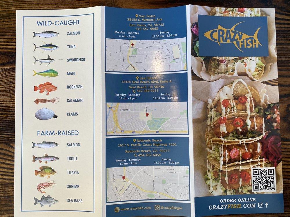 Menu at Crazy Fish Grill - Seal Beach restaurant, Seal Beach