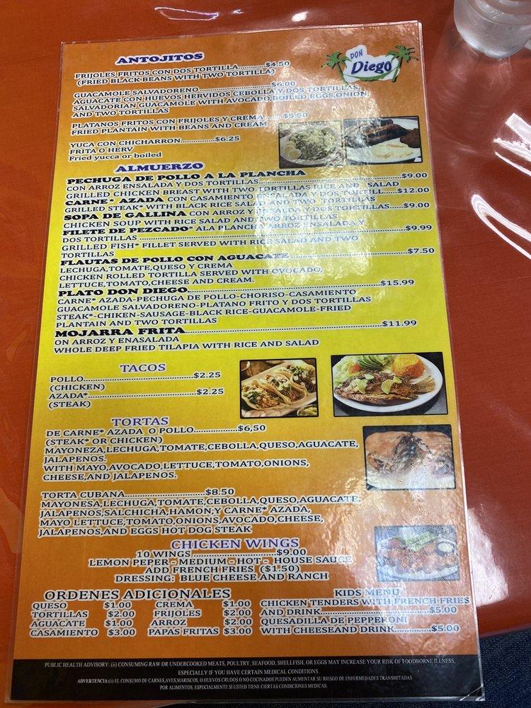 Menu at Don Diego Restaurant, Powder Springs