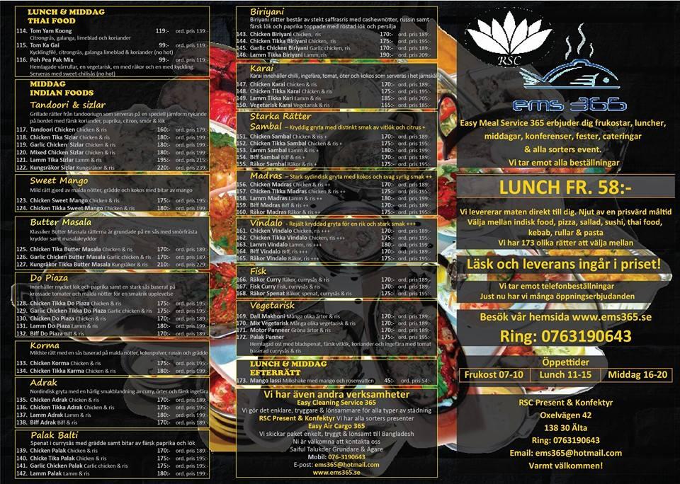 Menu at Easy Meal Service 365 restaurant, Älta